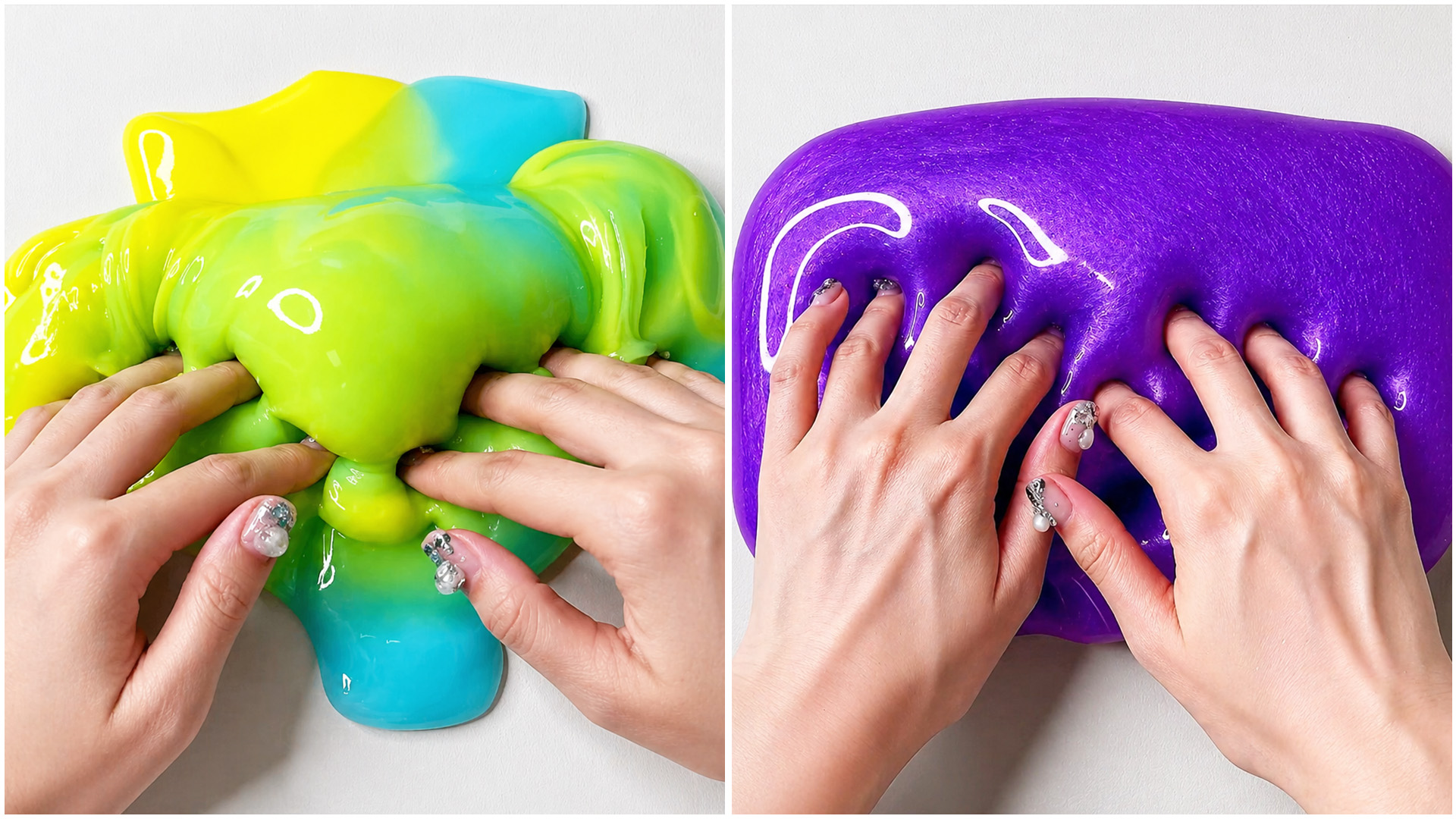 Color blend slime press and stretch