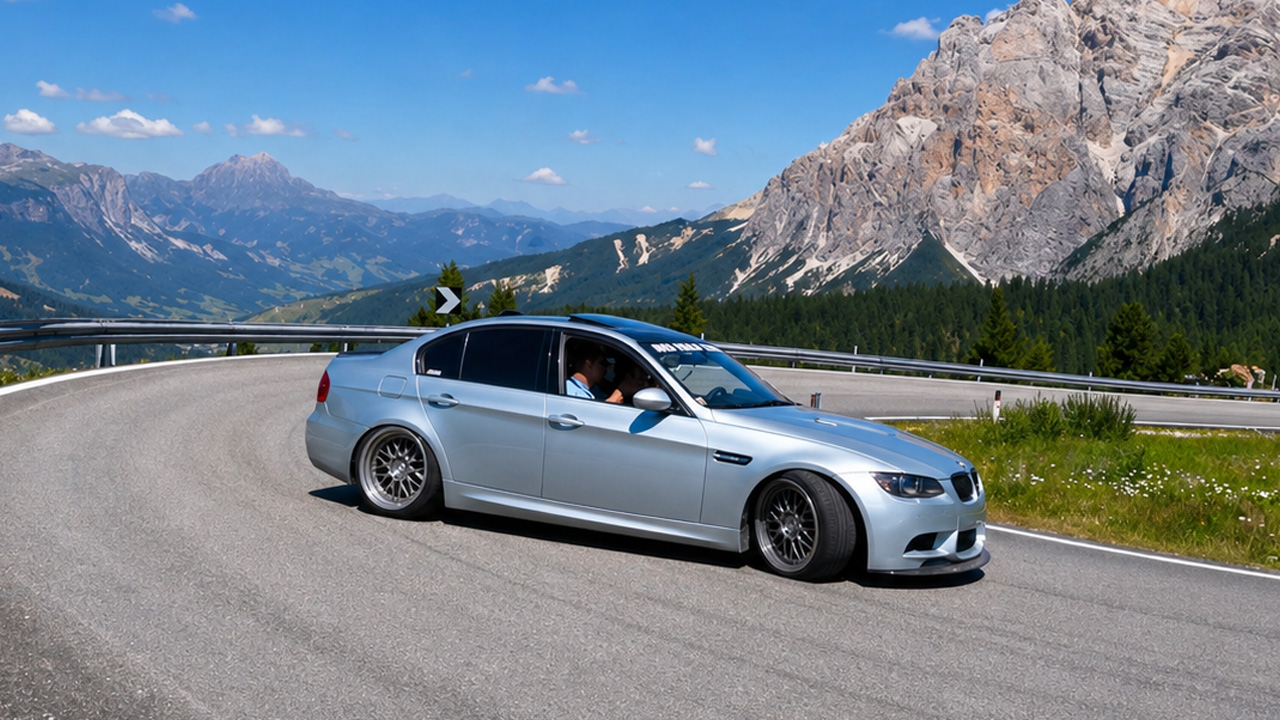 High power BMW M cars drifting mountain roads
