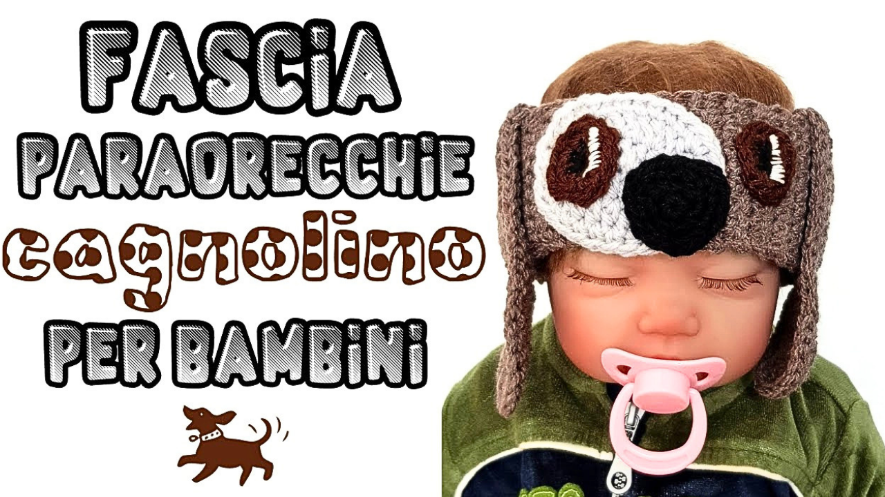 Uncinetto fascia paraorecchie cagnolino per bambini