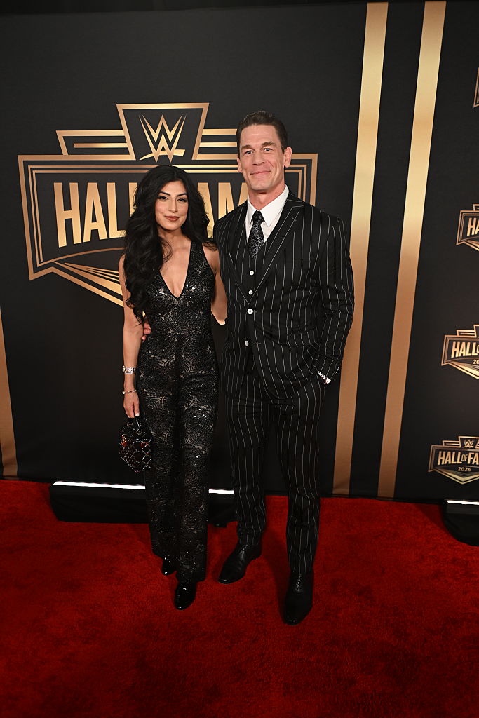 John Cena and other notable WWE wrestlers at the Hall of Fame ceremony