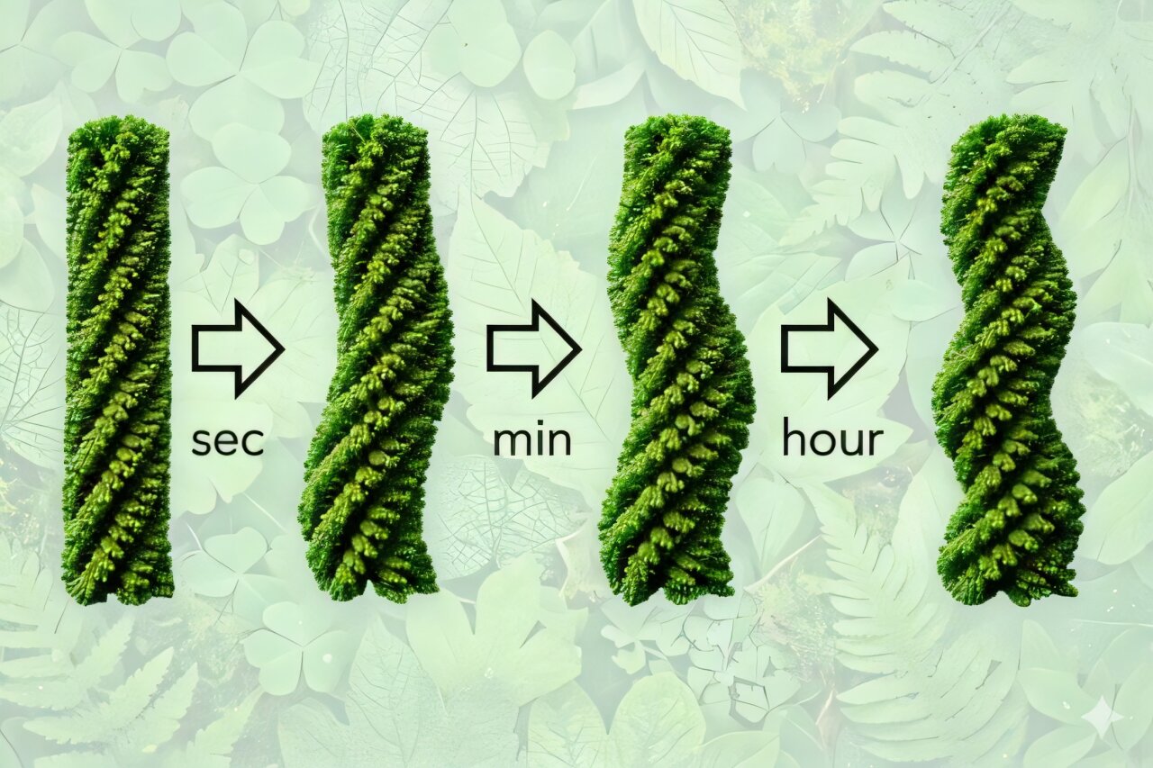 Time-evolving polymer recreates nature's signature twist