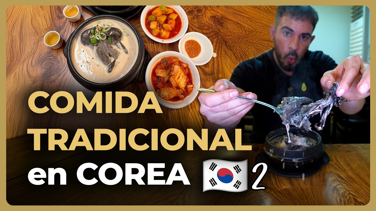 Probando comida típica en Seúl