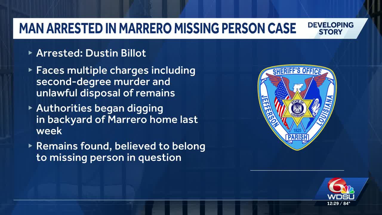 Man arrested in connection with missing person case in Marrero