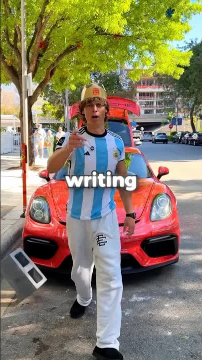 Writing my subscribers on my Porsche!