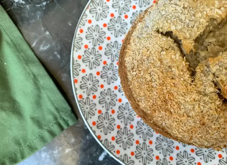 Pan de plátano y coco, banana-coco bread - sin lactosa