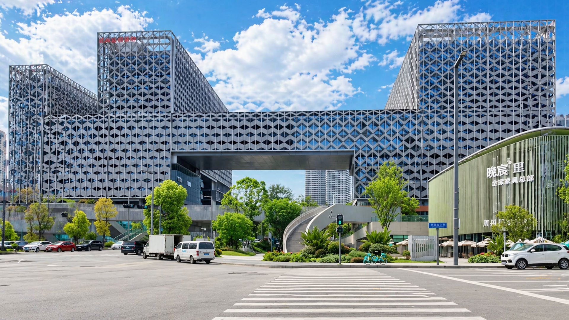 This building in China looks normal until you notice the connection above