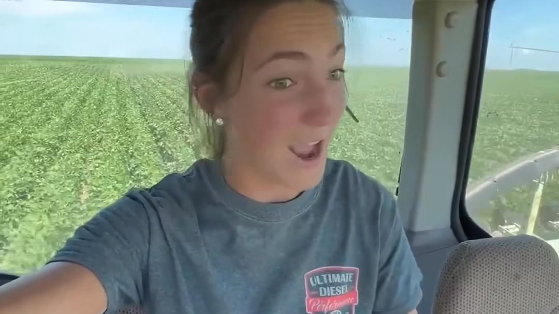 Driving a military truck on the farm