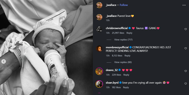 Chris Brown celebrates birth of his new child with girlfriend Jada Wallace