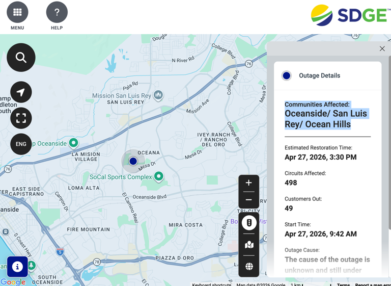 SDG&E new outage maps aid customers concerned about power disruptions