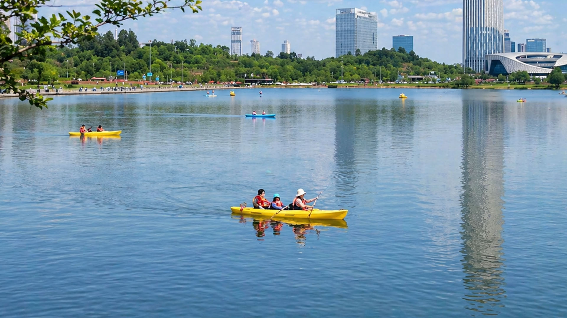 A refreshing urban escape with boating activities and lush green ...