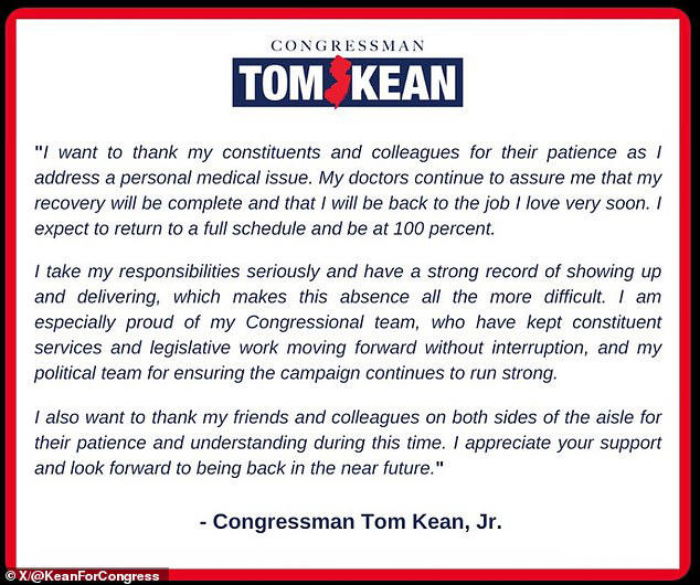 Republican congressman breaks silence after disappearing for weeks due ...