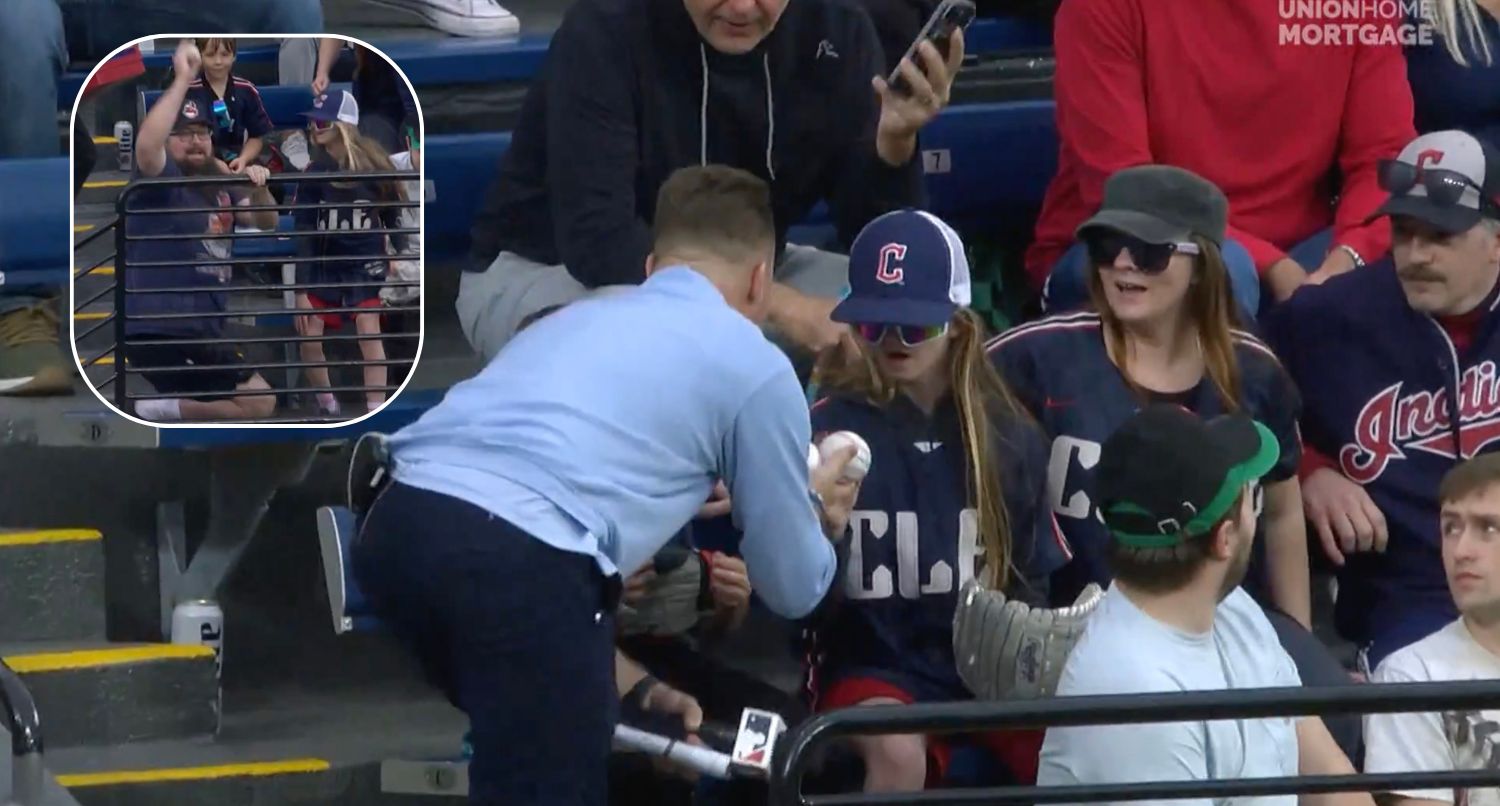 Grown man wrestles baseball away from young girl