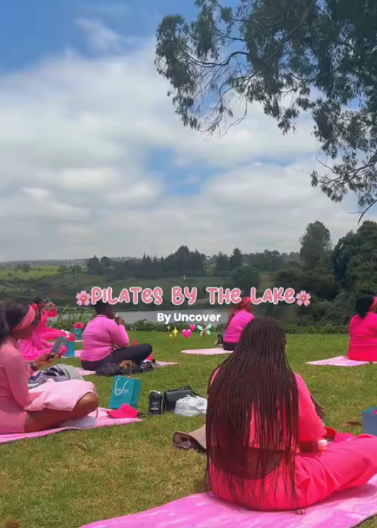 Mindful pilates by the lake for skin wellness