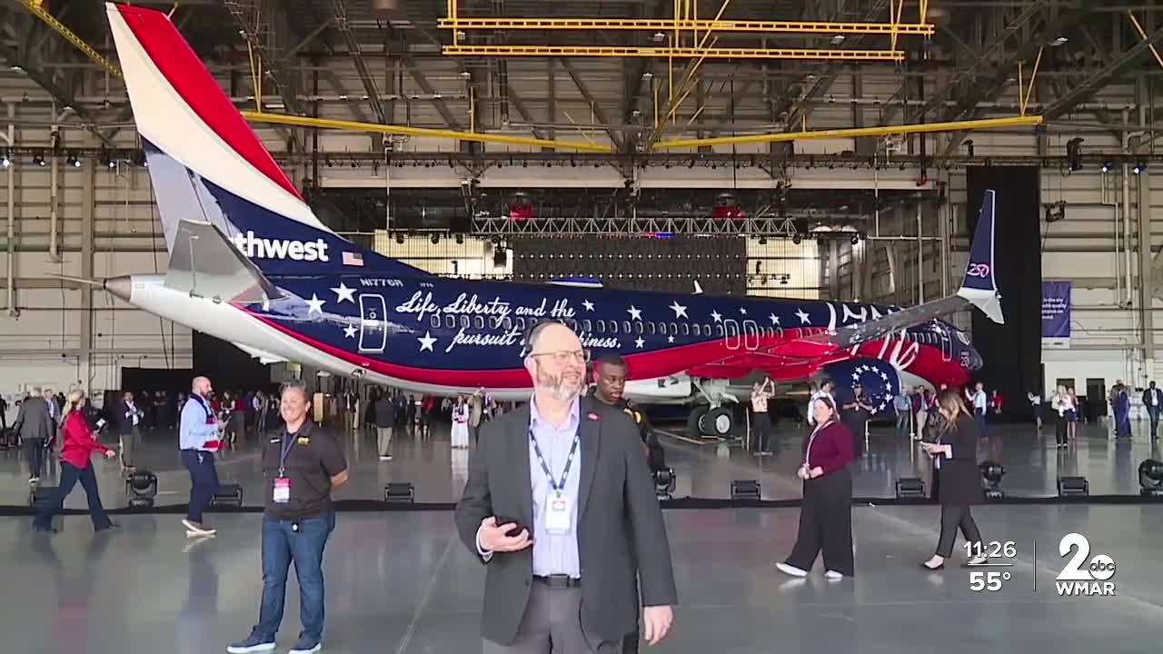 Southwest Airlines unveils a new patriotic America 250 plane at BWI