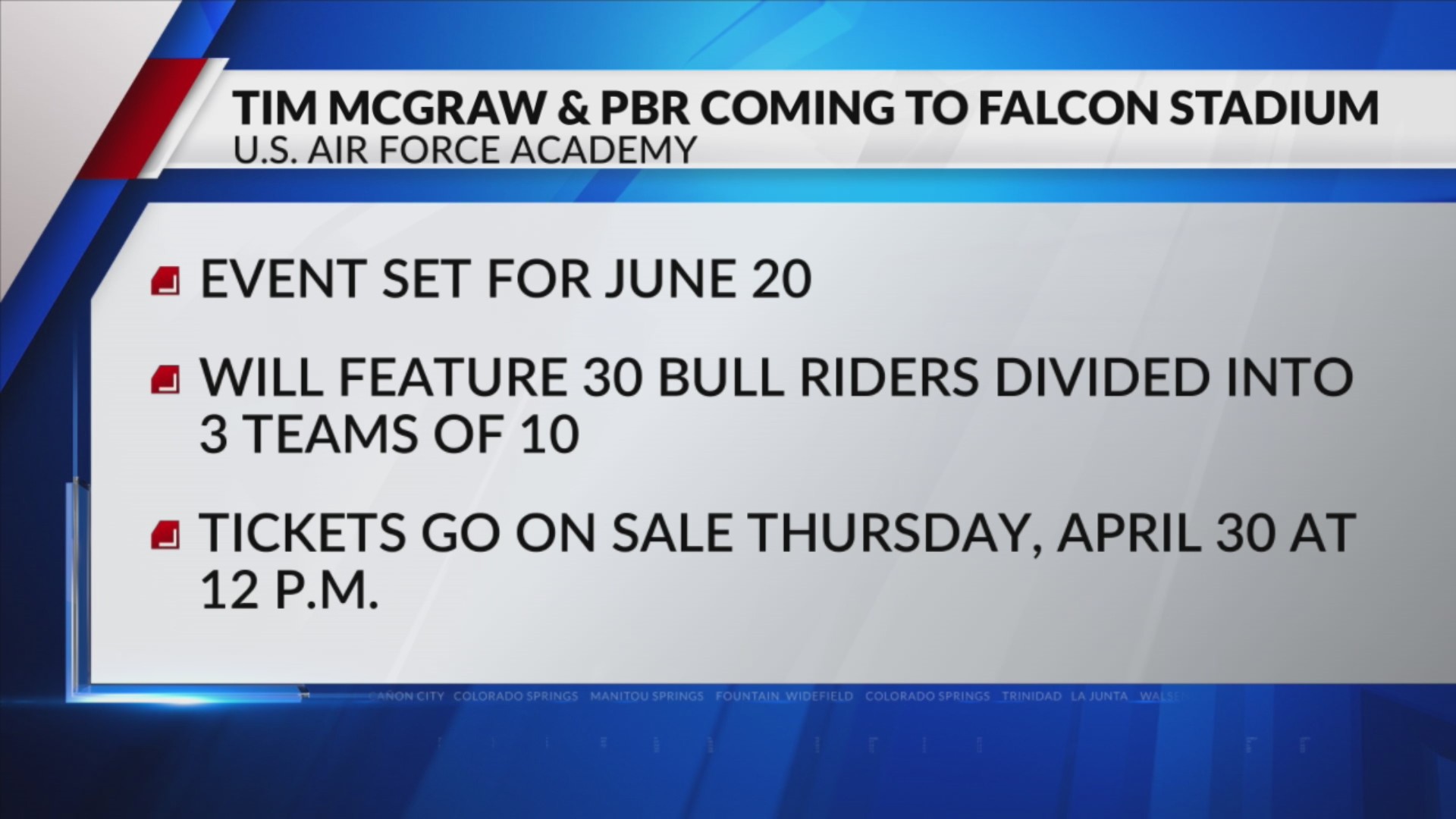 Tim McGraw, Professional Bull Riders coming to Falcon Stadium