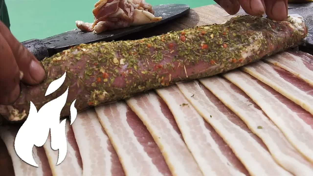 Meat lovers will know: Pork and giant bacon is a match made in heaven