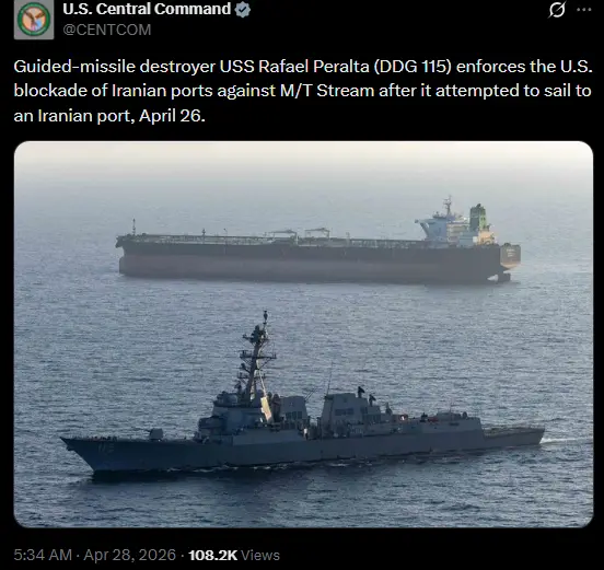 US intercepts another Iranian tanker amid Hormuz crisis, releases image ...