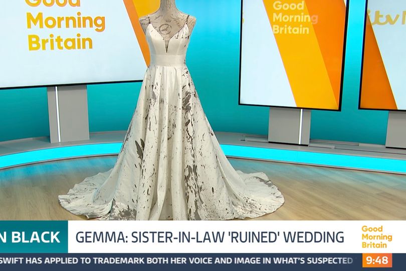 Bride splashed with black paint on wedding day cries in first TV ...