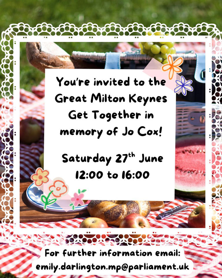 Emily Darlington MP invites Milton Keynes residents to community picnic ...