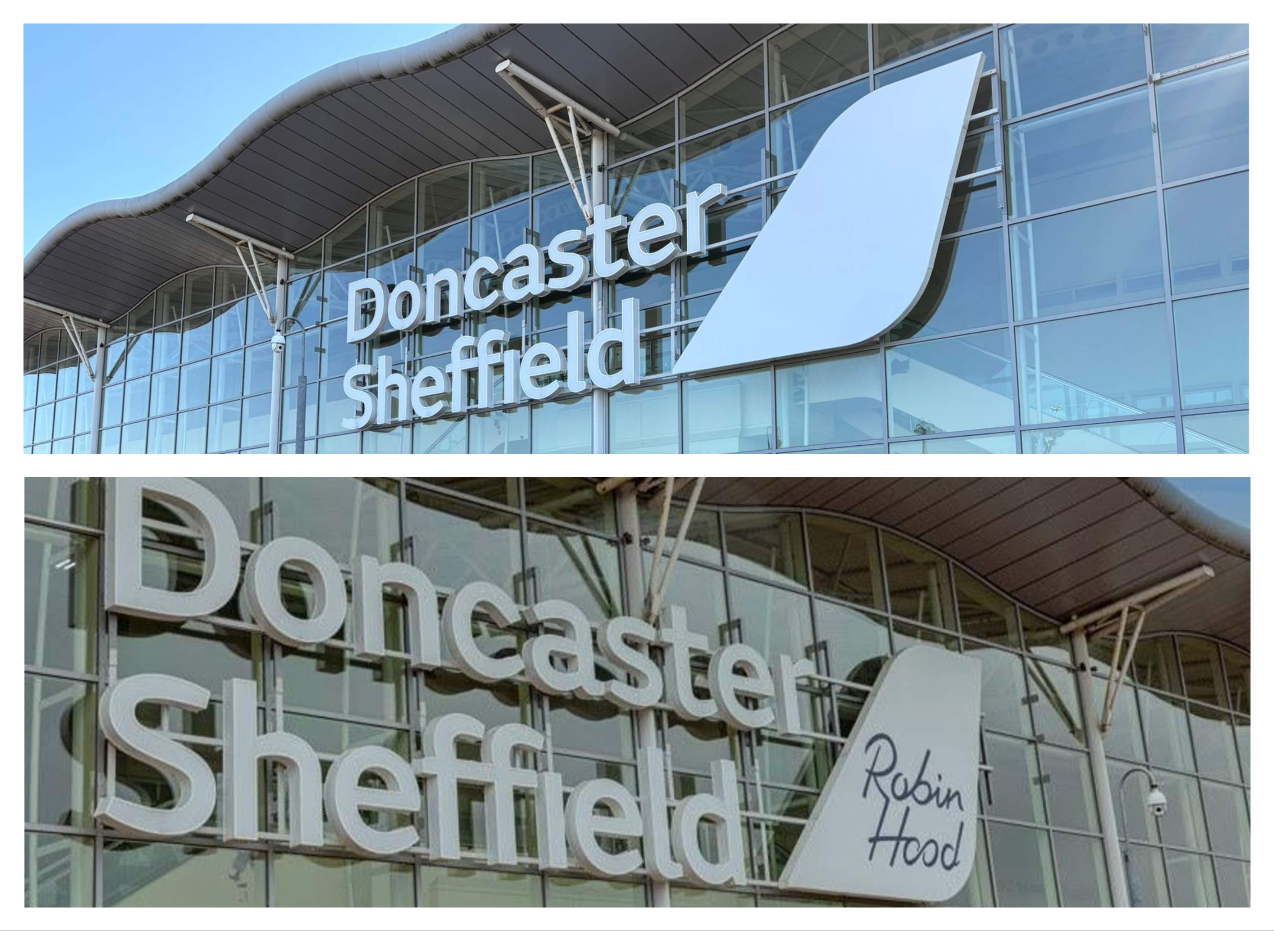 New sign at Doncaster Sheffield Airport as Robin Hood name dropped