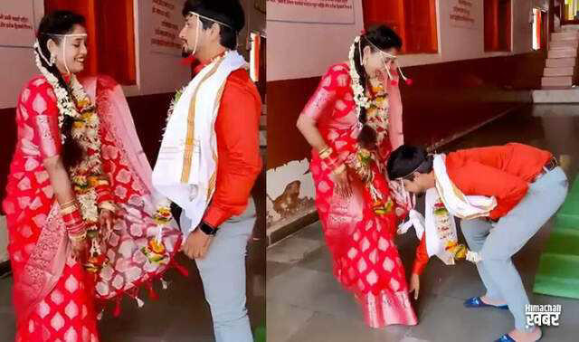 Groom breaks tradition by touching bride's feet, sparks online praise