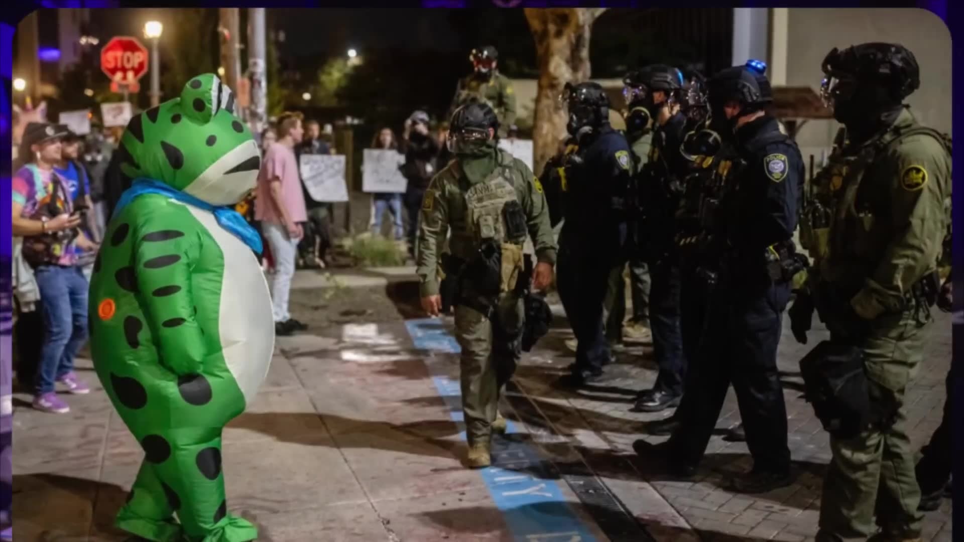 The genius of using inflatable costumes to disarm authoritarian messaging
