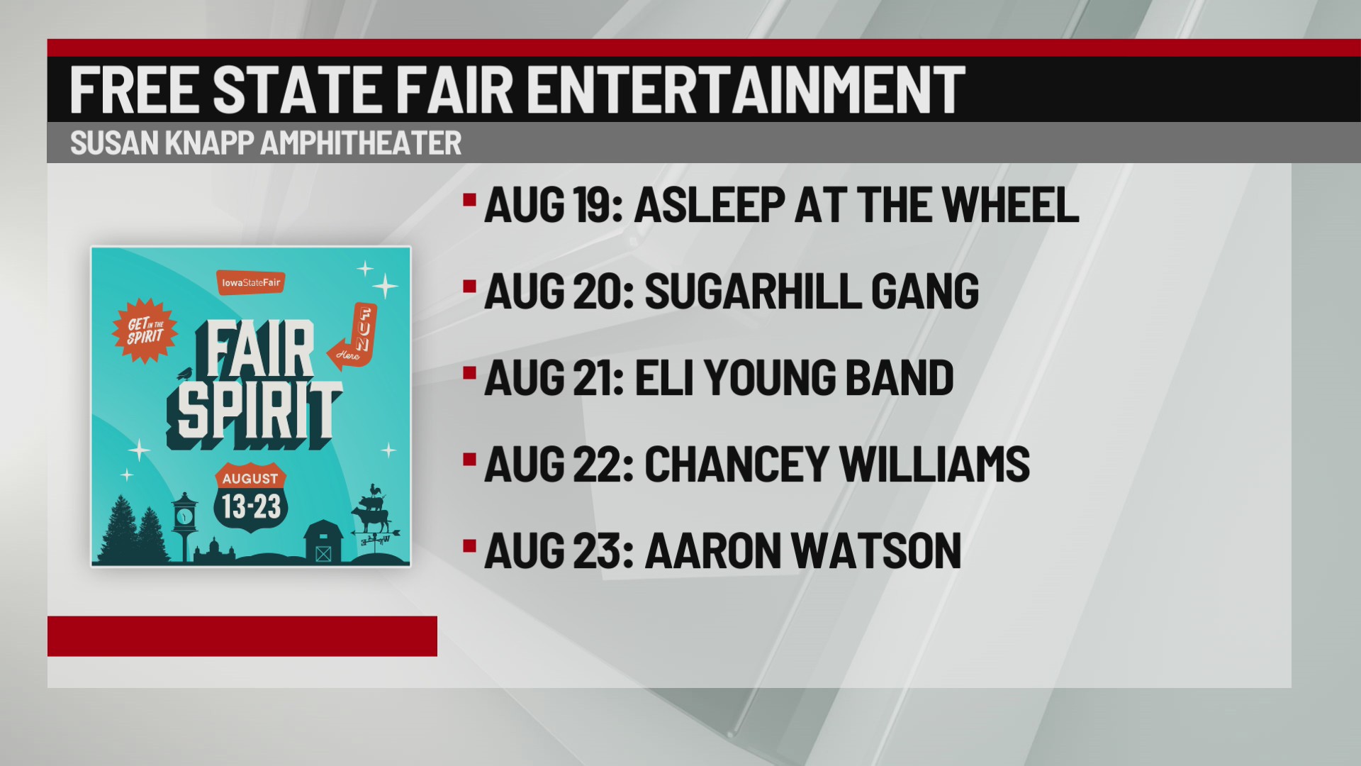 Iowa State Fair releases free entertainment lineup
