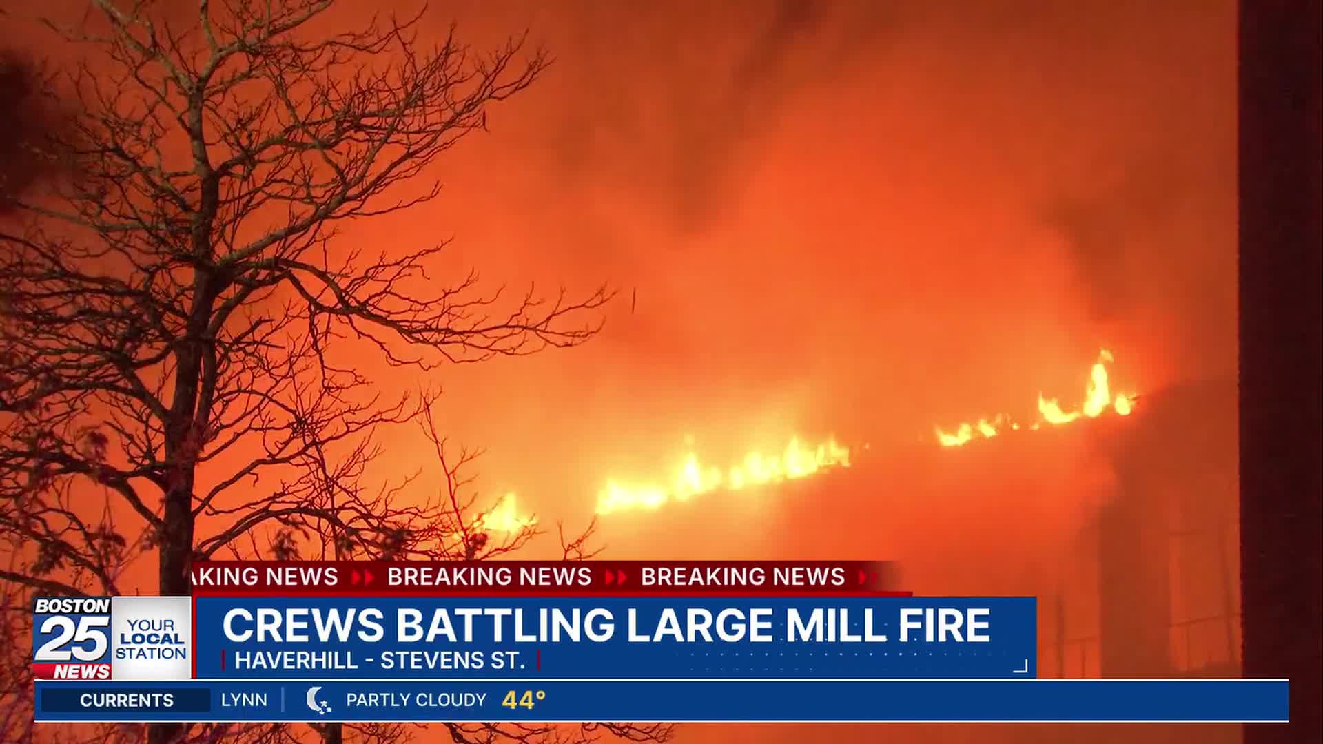 Massive fire rips through abandoned mill building in Haverhill