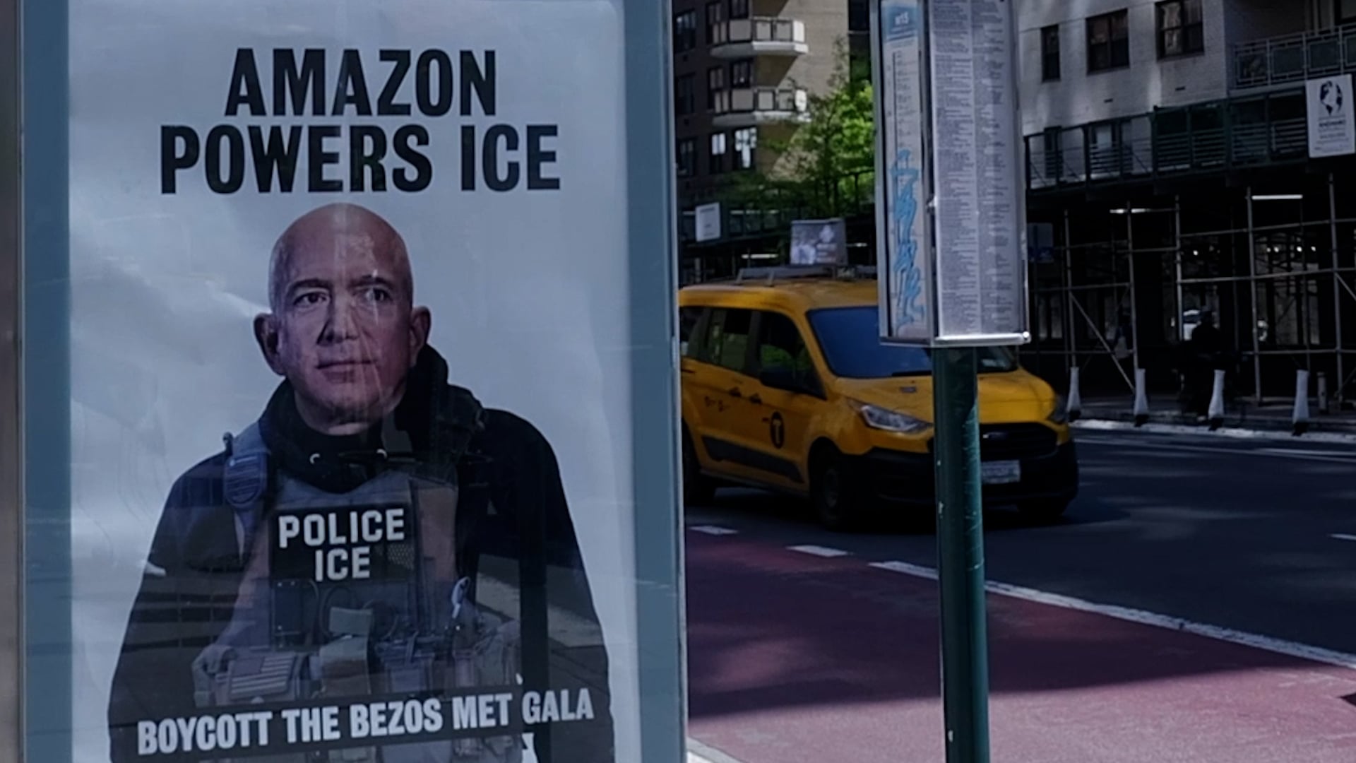 Posters depicting Jeff Bezos as ICE agent plastered across NYC