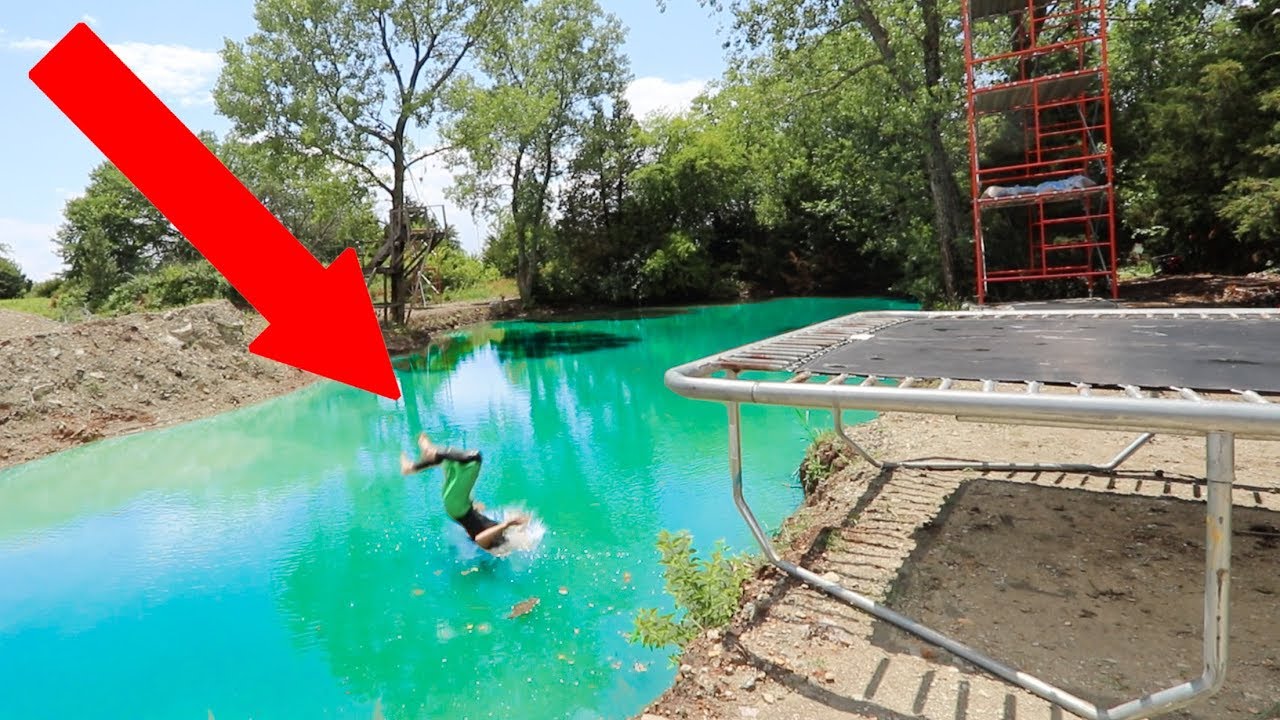 Trampoline diving fail