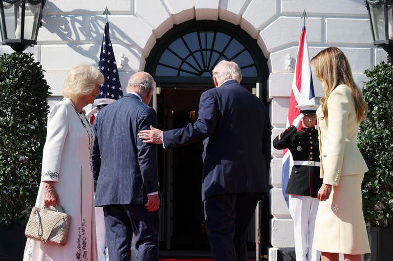 Tense Melania Trump struggles to relax as she meets with King Charles ...