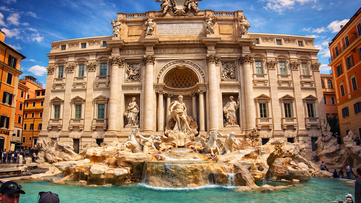 Discovering Rome’s famous fountain and streets (4K)