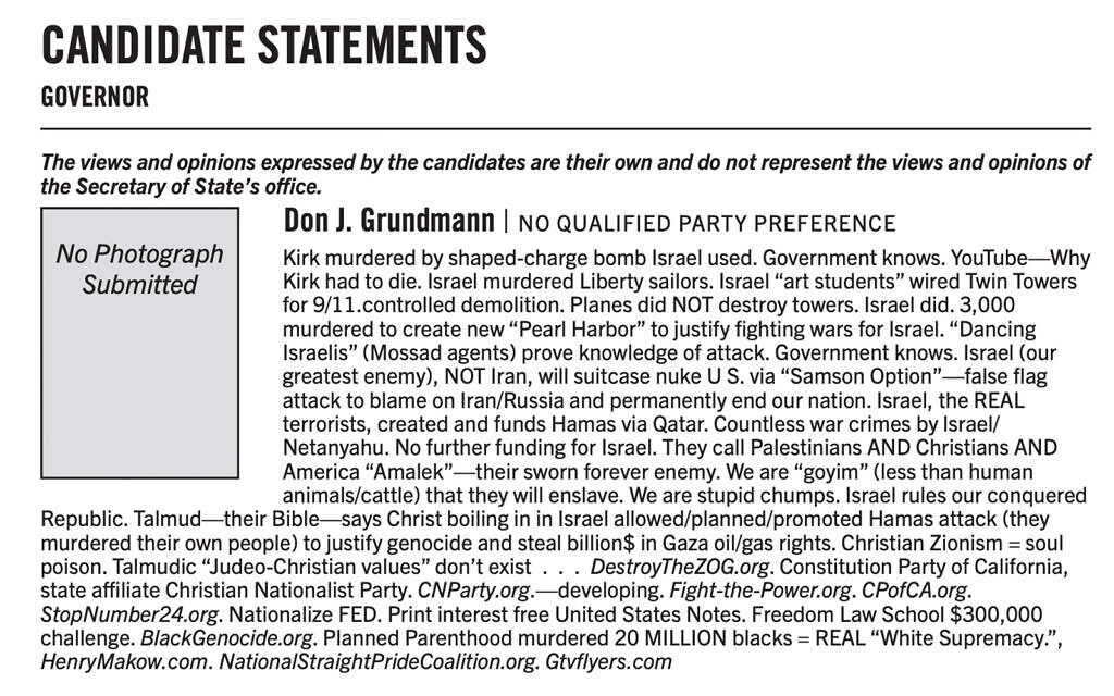 California weighing changes after state mails antisemitic candidate ...