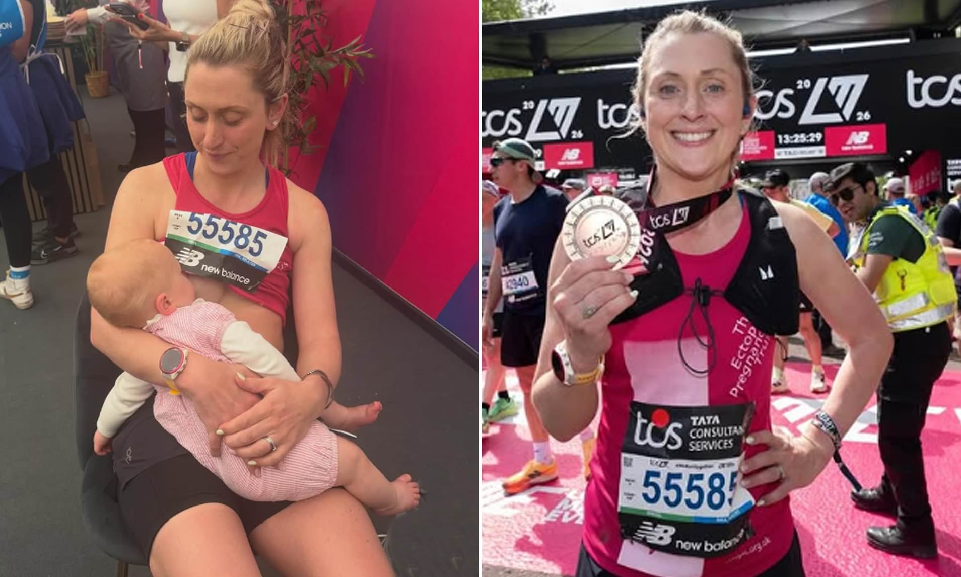 Laura Kenny breastfeeds baby daughter Lily after completing the London ...