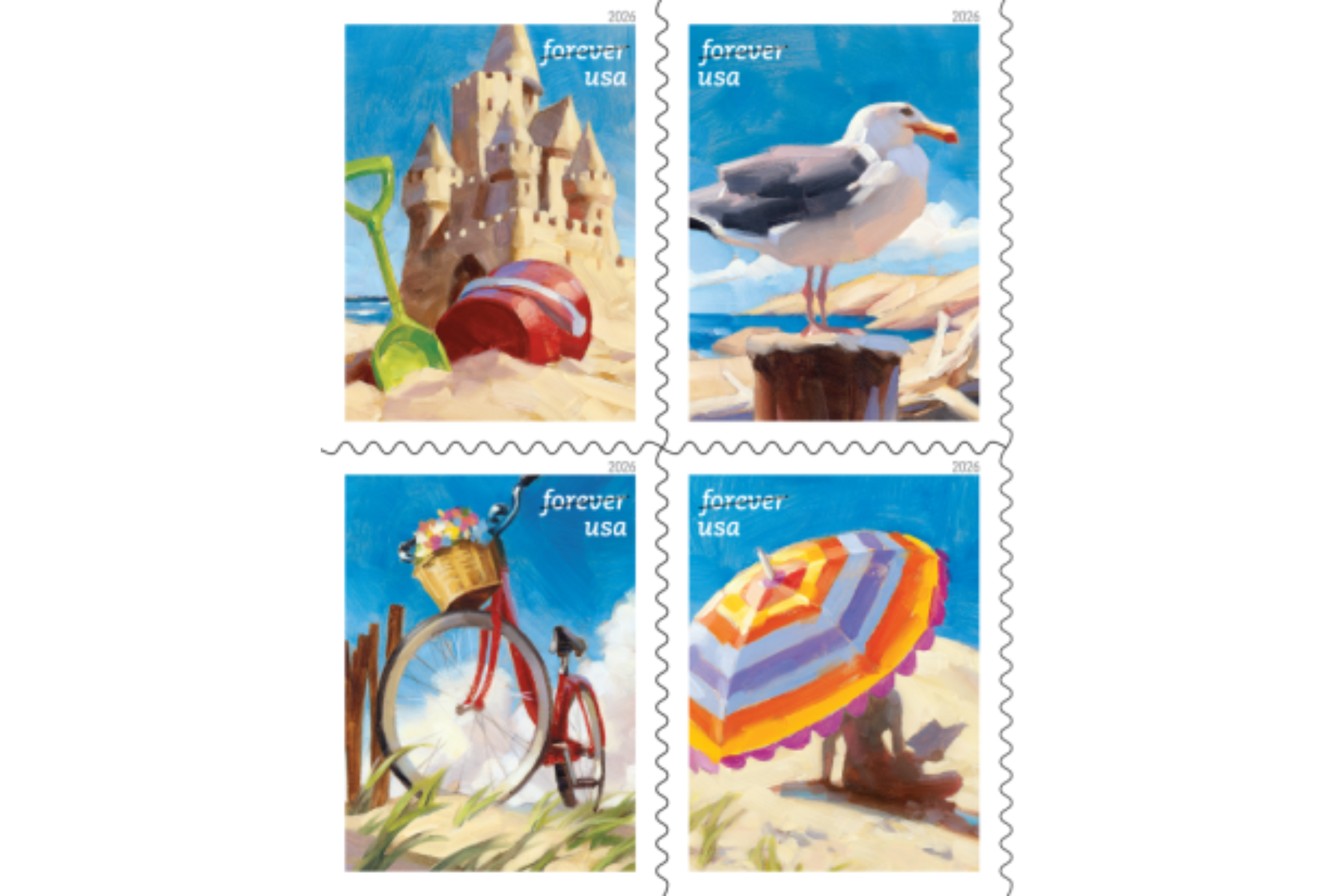 USPS unveils new first-class 'Day at the Beach' stamps