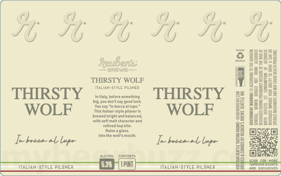 Reuben’s Brews adding Thirsty Wolf Italian-style pilsner