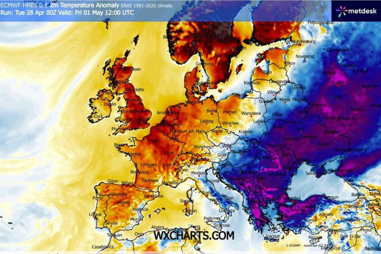 UK weather maps show 53 areas facing scorcher as Met Office forecasts ...