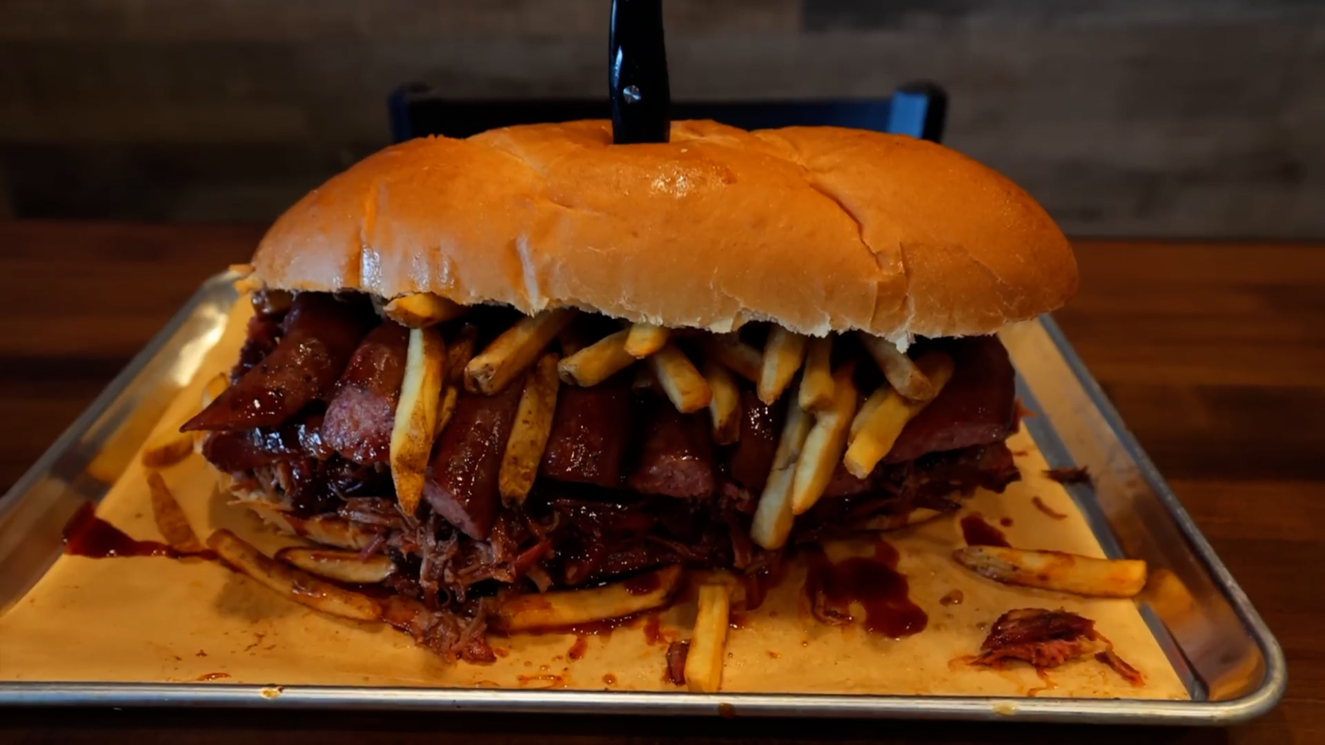 Woman attempts nearly impossible 6lb BBQ stuffed sandwich