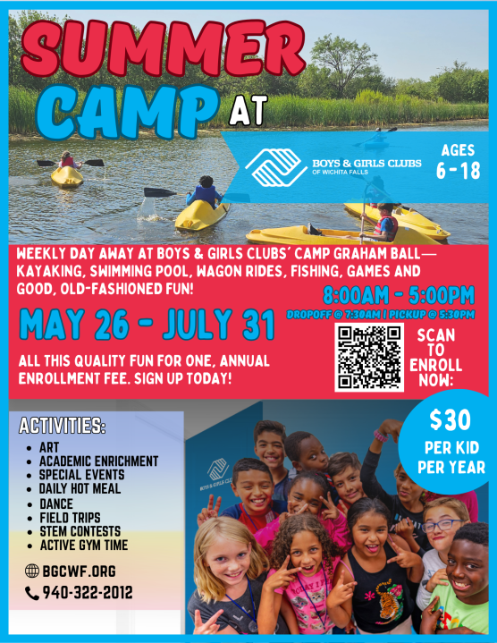 The Boys & Girls Club of Wichita Falls open camp for Summer