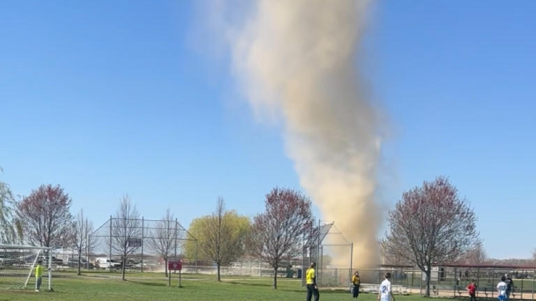 Rare dust devil disrupts Rhode Island soccer game