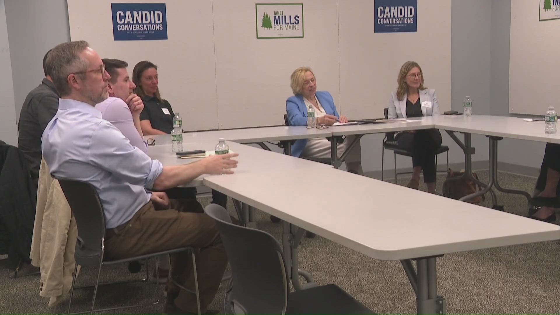 Gov. Mills talks teacher pay and housing supply on US Senate campaign trail