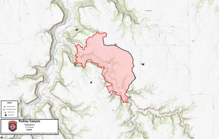 Poitrey Canyon Fire in southeastern Colorado remains at about 2,100 ...