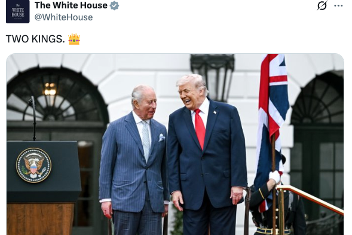 White House X account calls Trump a king amid King Charles visit