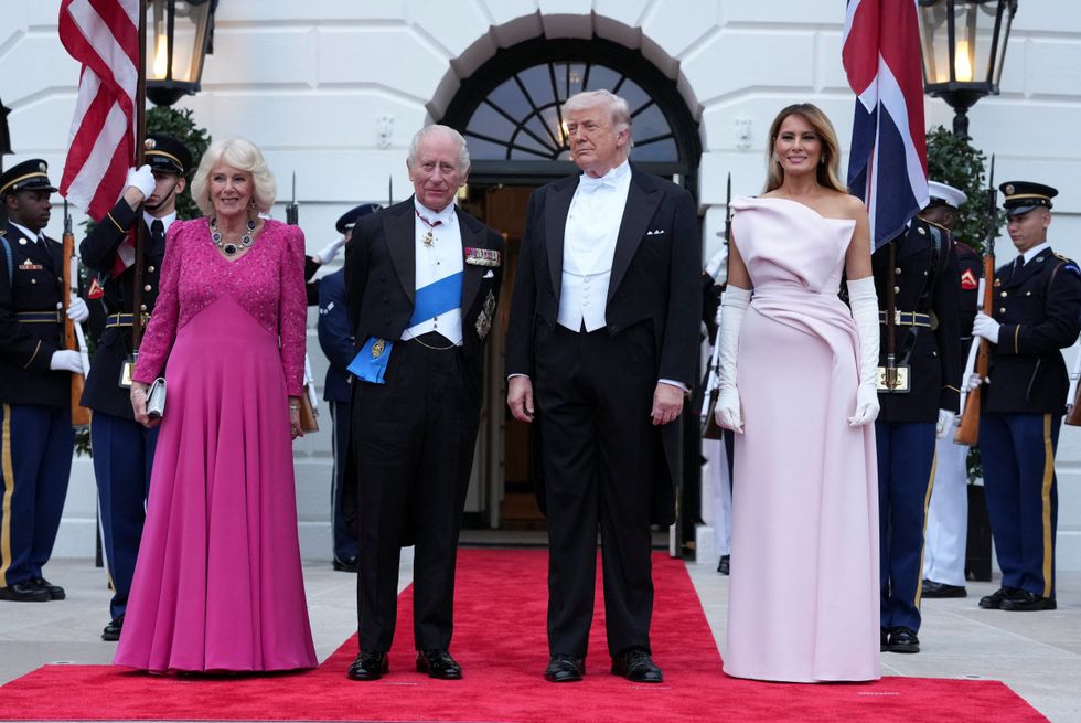 Camilla turns heads in deep pink gown as Donald and Melania Trump host ...