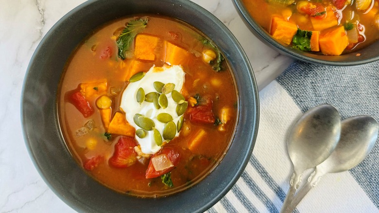 Harissa sweet potato and chickpea stew recipe