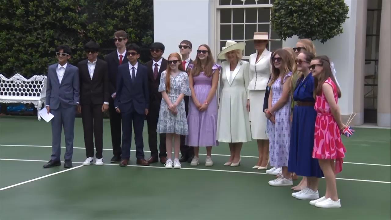 First lady, Queen Camilla join students to see US-UK history through ...