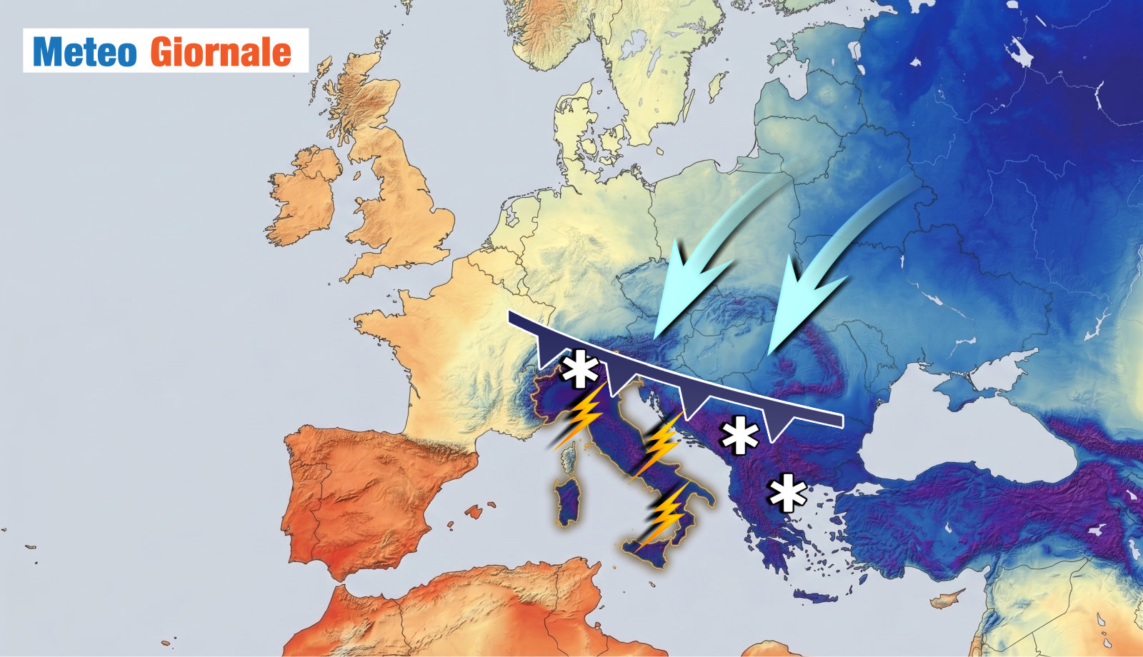 Crollo termico di 10°C in arrivo: gran parte d’Italia tra temporali ...