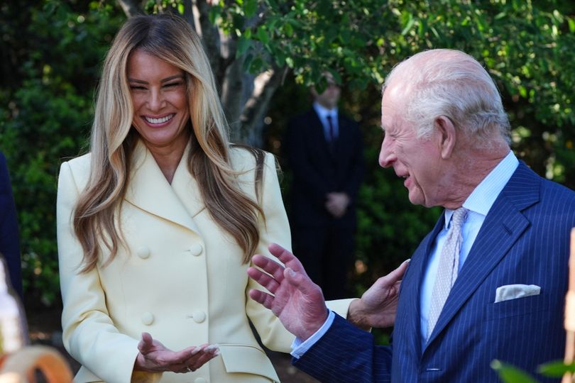 Melania Trump looks terrified as Donald grabs bee with his bruised bare ...