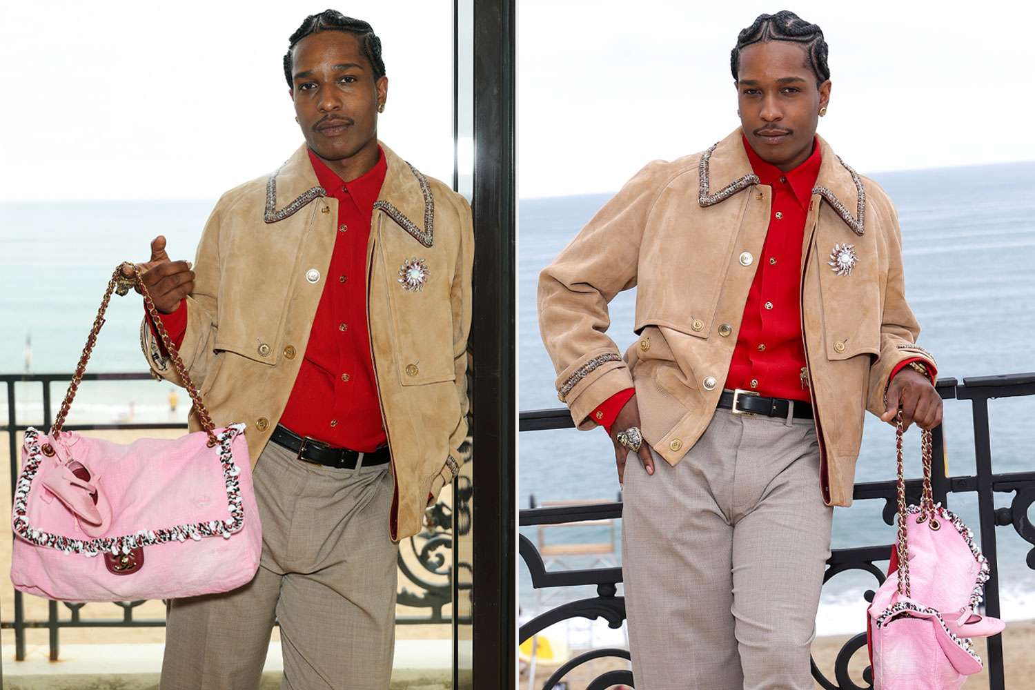A$AP Rocky attends Chanel fashion show carrying pink purse with a cute ...