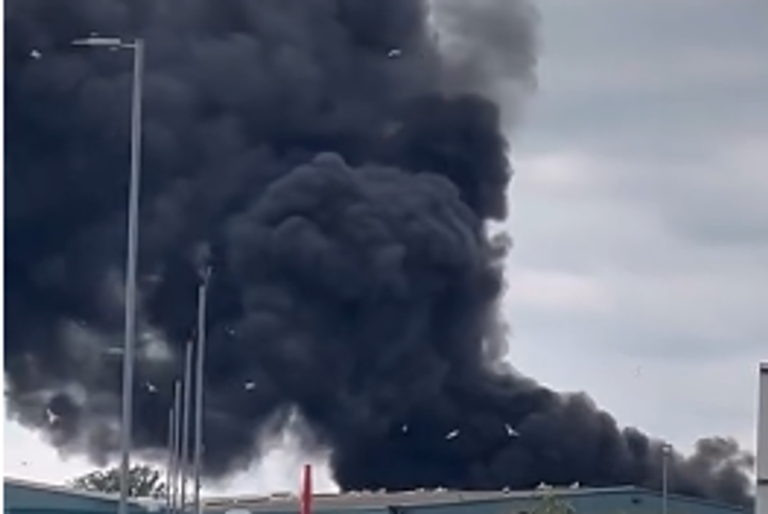 Huge factory fire breaks out in Trowbridge as smoke billows in the sky